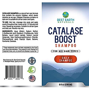 Best Earth Naturals Catalase Boost Shampoo Daily Catalase Shampoo For Younger, Thicker, Fuller Looking Hair Made With the Anti-Aging Enzyme Catalase For Men & Women 8 oz