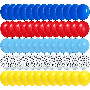 Dog Paw Balloons 12 Inch Dog Paw Print Latex Balloons Red Yellow Blue Royal Blue Paw Balloon for Puppy Paw Themed Boy Birthday Party Decorations Supplies