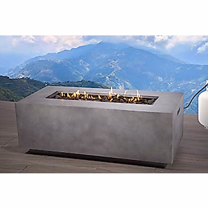 Living Source Propane Outdoor Fire Pit [CM-1012C] | Rectangular Gas Fire Table Table for Balcony,Courtyard, Balcony,Terrace and BBQ |Low Height Fireplace| (Natural Concrete, Size:- 6" Hx42 Wx20 D)