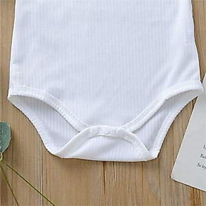 iddolaka Newborn Infant Baby Girl Solid Ruffle Romper Bodysuit Jumpsuit Casual Clothes One Piece Outfit (White, 6-12M)