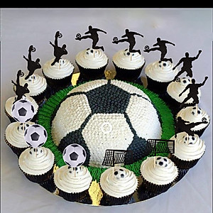 24 Pack Soccer Cupcake Toppers Glitter Soccer Ball Cupcake Picks Sport Football Theme Birthday Party Baby Shower Cupcake Decorations Kids Boys Men Birthday Party Favors Supplies