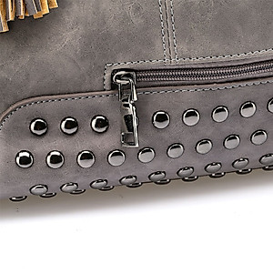 Large Rivet Purse Suede Leahter Hanbags for Women Grey Gothic Style Crossbody Bags Ladies Top Handle Satchel Studded Tote Bags