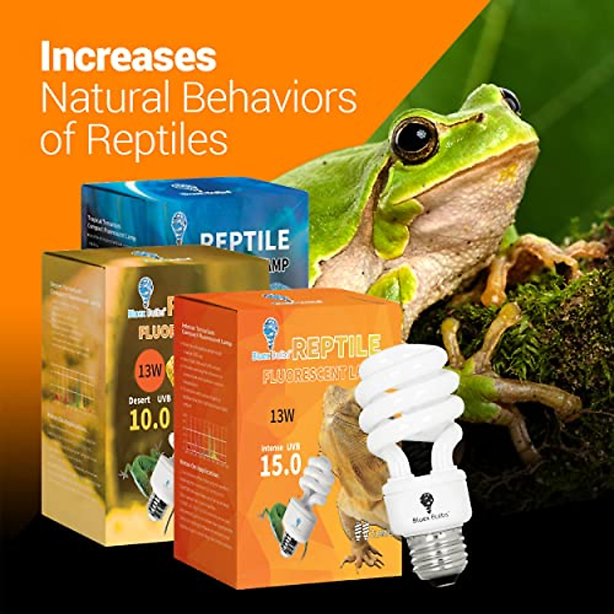 2 Pack 13-Watt Reptile Bulb Desert UVA UVB Light - 10.0 UVB Reptile Light - Compact Florescent Terrarium Bulb Suitable for Desert Reptiles Lizards Bearded Dragons Tortoises CFL UVB Bulb (13 Watt 10.0)