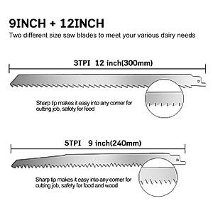 JIAYOUBAO 6 Pack Stainless Steel Frozen Meat Bone Cutting Reciprocating Saw Blades for Beef Turkey Sheep Wood Pruning Sawzall Blades