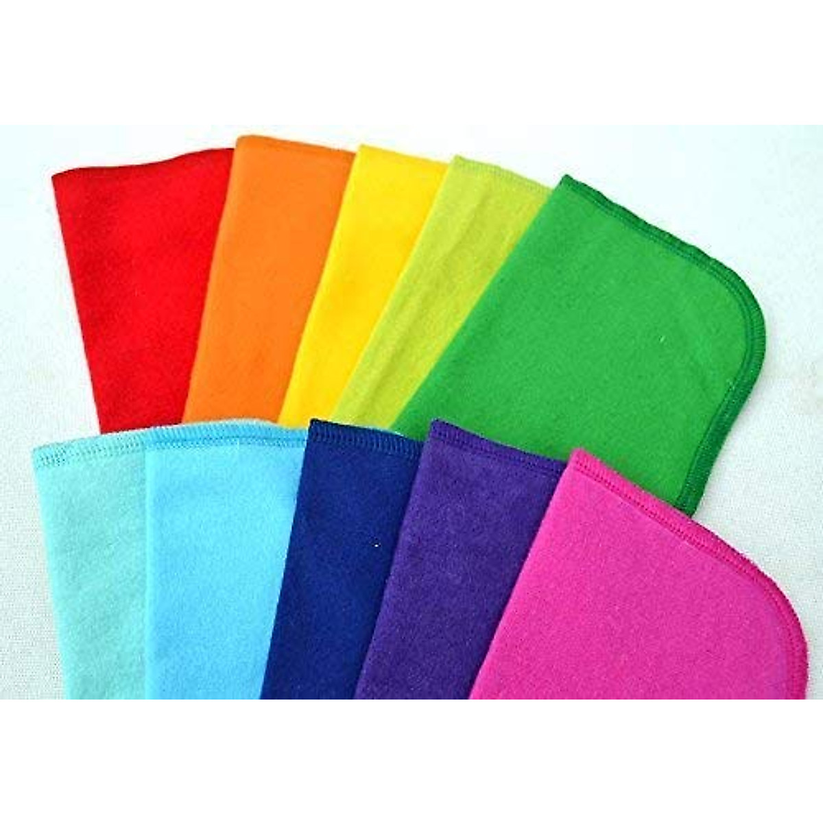 Washable Flannel Napkins 8x8 1 Ply Rainbow 10 Pack