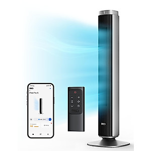 Dreo Tower Fan Plus Portable Table Fan – Smart Voice Control, Quiet DC Cooling, Wide Oscillation, Energy Saving Modes