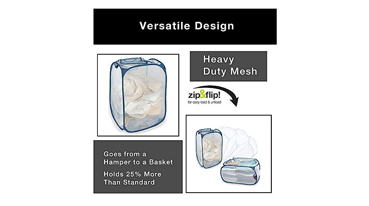 Smart Design Deluxe Collapsible Laundry Basket – 3 Loads