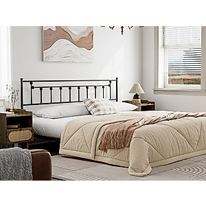 IKIFLY Metal King Size Headboard, Sturdy Steel Headboard Only for King Size Bed, Rustic Farmhouse Style, Easy Assembly, Attach Frame, Black/King