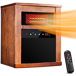 TRUSTECH Infrared Heater,1500W Electric Space Heater with Remote Control 3 Mode, 12H Timer, Overheat & Tip-Over Protection, Chil Lock, Quiet Portable Heaters for Indoor Use Large Room, Bedroom, Office