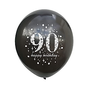 90th Birthday Balloons Black Gold Party Decorations Latex Confetti Balloon for Women Men 90 Year Old Anniversary Theme Birthday Party Supplies 15 pack 12 Inch(90 years old)