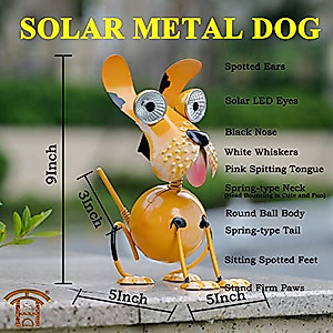 HSHD Solar Dog Statue Lights Outdoor Metal Yard Art - Funny Puppy Statue for Garden Patio Decor Lawn Ornaments(Sitting Dog)
