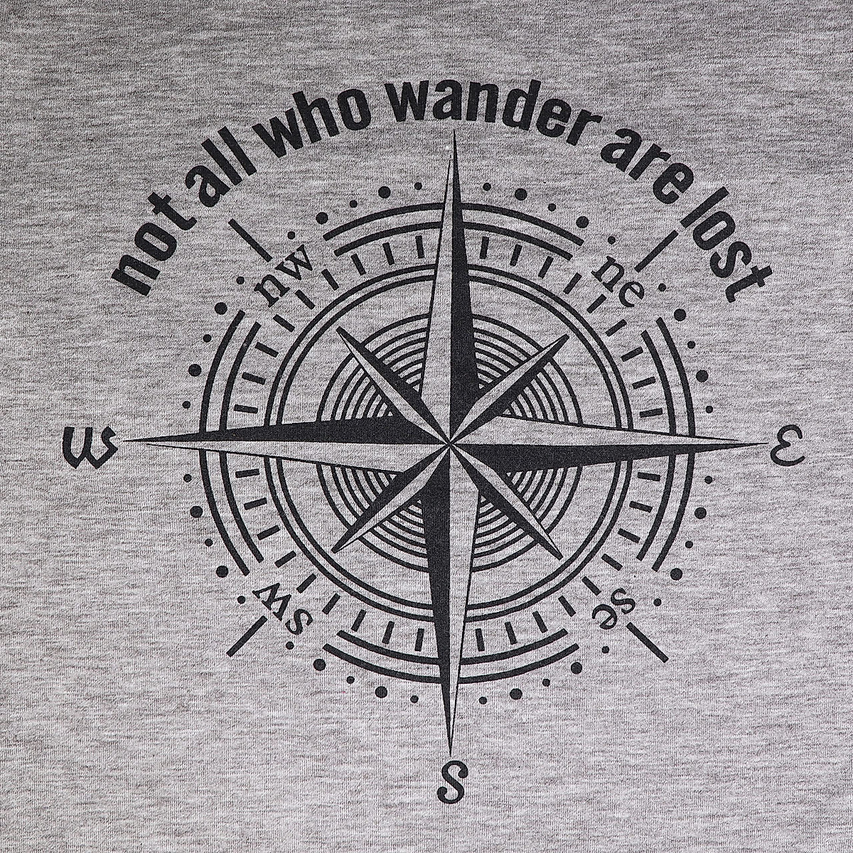 Womens Graphic T-Shirt Not All Who Wander are Lost Letters Print Compass Funny Tees for Women Summer Casual Athletic Shirts Grey