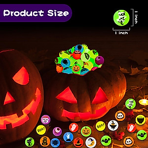 MGparty 90 PCS Halloween Glow in The Dark Bouncy Balls 18 Halloween Theme Designs Bouncing Balls for Kids Girls Boys Halloween Party Favors Supplies Trick or Treating Goodies Bag Gifts Fillers