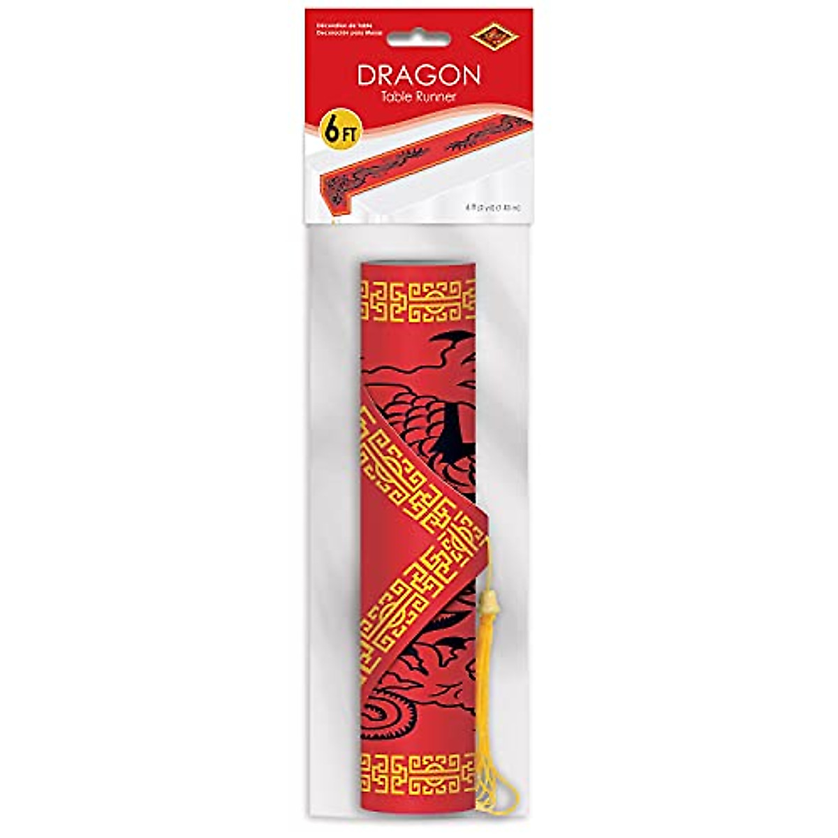 Beistle Printed Asian Table Runner,Red, Black, Gold