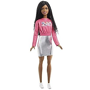 Barbie It Takes Two Doll, Brooklyn Fashion Doll with Braided Hair, Pink Nyc Shirt, Metallic Skirt & White Shoes
