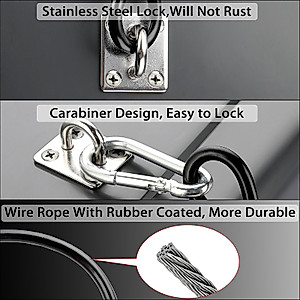 JUXYES Pack of 4 Universal Outdoor Bear Proof Trash Can Lock, Metal Trash Can Lid Locks for Animals Stop from Rummaging, Outdoor Garbage Can Buckle Lock, Long-Lasting Rubber Coated Braided Wire Rope