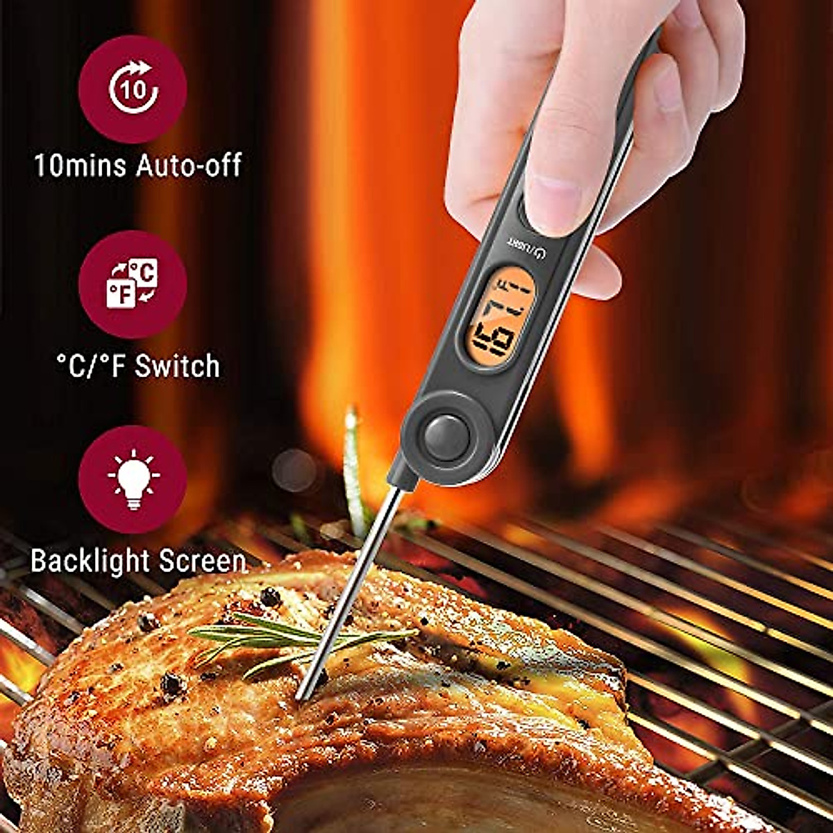 ThermoPro TP03B Digital Instant Read Meat Thermometer Kitchen Cooking Food Candy Thermometer with Backlight and Magnet for Oil Deep Fry BBQ Grill Smoker Oven Thermometer