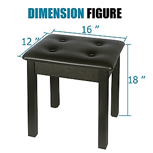 GLEAM Keyboard Bench - Padded Hardwood Piano Bench for Children or Single use with Storage Compartment