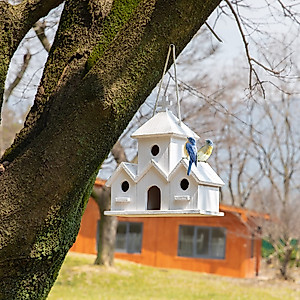 HHWODB Birdhouse Premium Bluebird Houses for Outside, Attract Beautiful Birds to Your Garden and Yard - Durable Outdoor Birdhouses 4 Hole Bird Houses for Outside Hanging