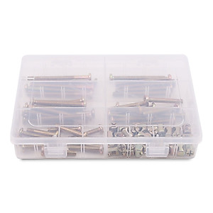 Hilitchi 100-Pcs M6 Zinc Plated Crib Screws Hex Drive Socket Cap Furniture Barrel Screws Bolt Nuts Assortment Kit for Furniture Cots Beds Crib and Chairs (35mm/45mm/55mm/65mm/75mm-Assortment Kit)