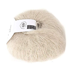 Wool Yarn, 1pc Soft Knitting Angora Long Wool Yarn for Knitting Scarves Sweater Crafts 26 g, 30% Mohair, 20% Wool, 50% Fiber(Beige)