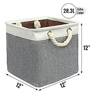 Jizfmion 12x12 inch Storage Cubes,Foldable Storage Bins 3-Pack,Decorative Fabric Organizer bin for Shelves,Clothes,Toys,Blankets,Office