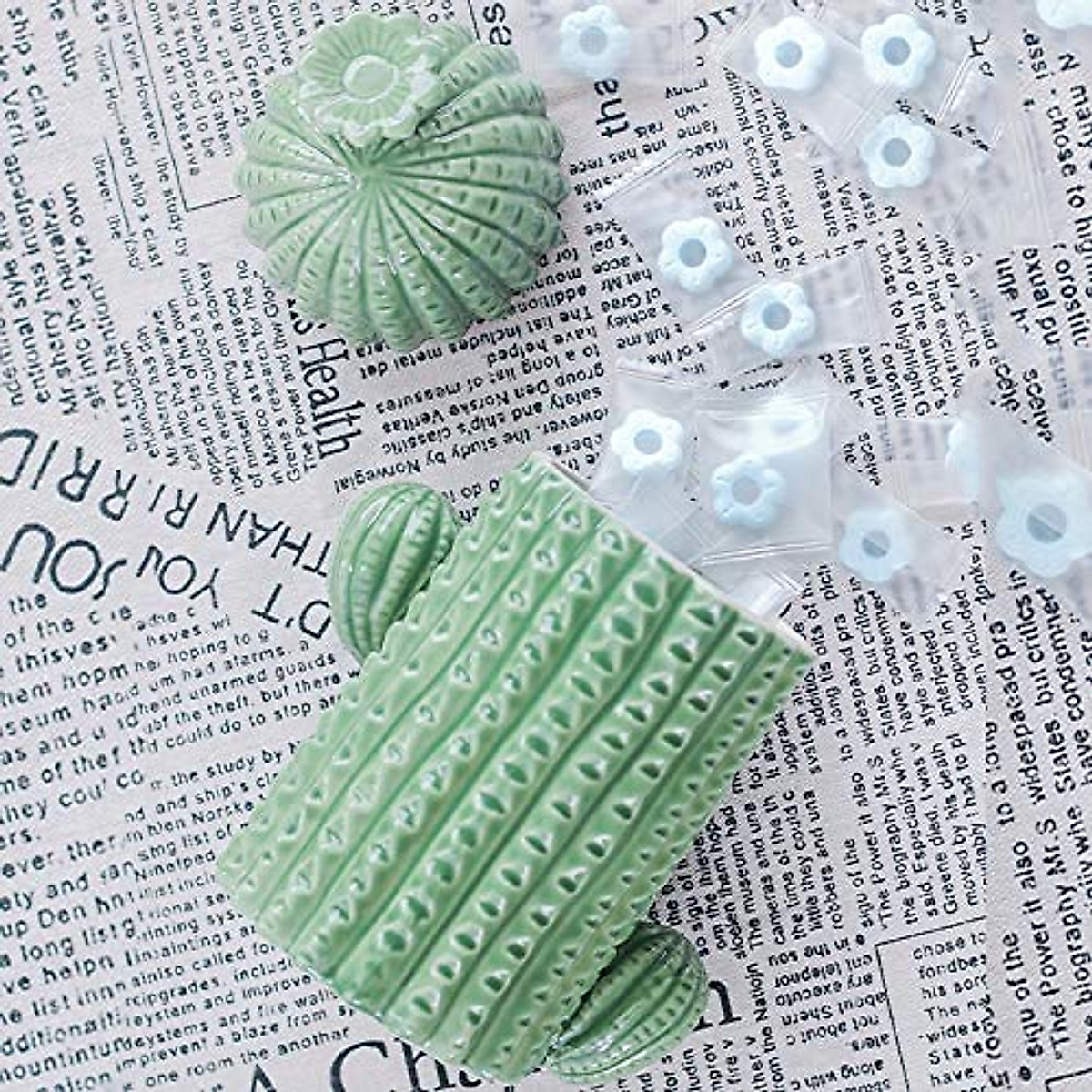 Ceramic Relief Cactus Shape Candy Dish Snack Food Storage Jar with Lid