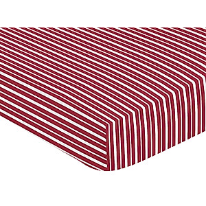 Vintage Aviator Fitted Crib Sheet for Baby and Toddler Bedding Sets by Sweet Jojo Designs - Red Stripe Print