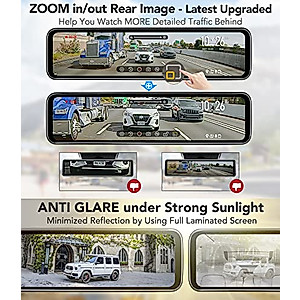 URVOLAX Mirror Dash Cam 11'' Backup Camera,Rear View Mirror Camera with Detached Front and Rear Cam for Car,Anti Glare Full HD Split Screen 1296P,Night Vision,Parking Assist,GPS,SD Card