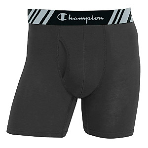 Champion Men's Boxer Briefs All Day Comfort No Ride Up Double Dry X-Temp 5 Pack (Black - Navy - Grey, Large)