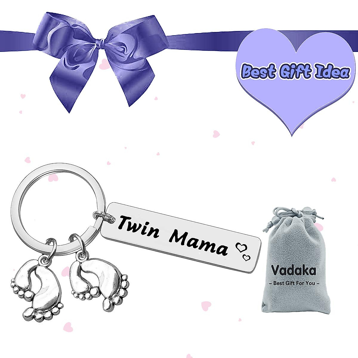 Twin Mom Gift Keychain New Mom Gift Jewelry Mommy to Be Gift Mother of Twins Jewelry Twin Mama Keyring Key Chain Pregnant Gift Twins Mother Jewelry First Time Mom Gift Pregnancy Announcement Gift