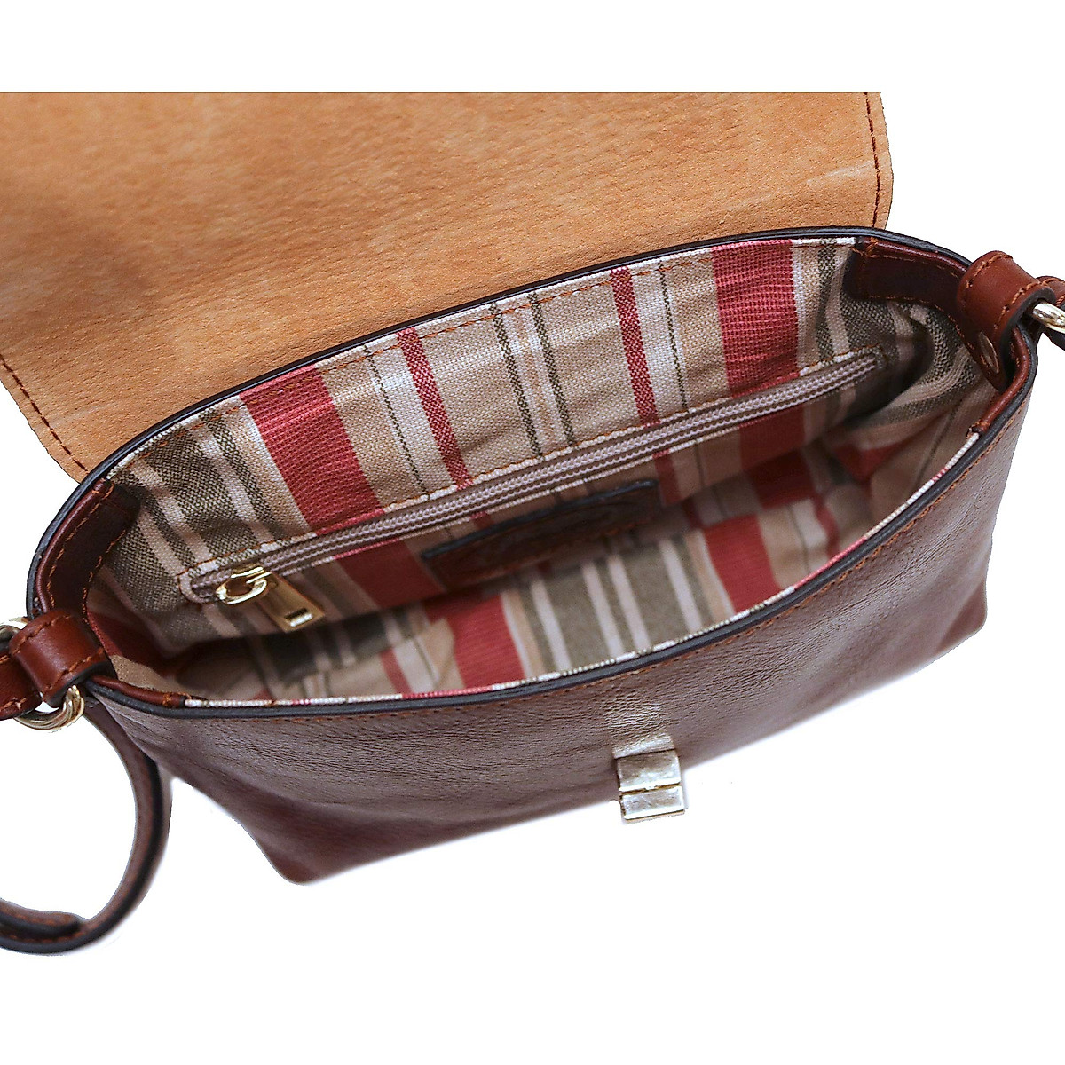 Floto Sapri Cross Body Bag in Brown Leather