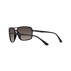 Ray-Ban RB4375 Rectangular Sunglasses, Matte Black/Polarized Grey Mirrored Grey Gradient, 60 mm