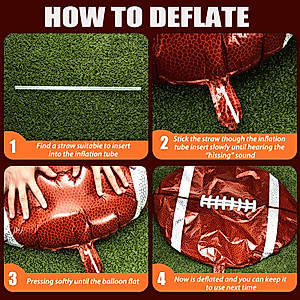 Football Balloons Football Party Balloons Football Shaped Aluminum Foil Balloons for Sport Themed Football Themed Birthday Party Decor, 22 Inch (4)