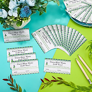 101 Pcs Guess How Many Golf Tees Cards 1 Resin Golf Ball Base Memo Clip Holder 10 Pencils Funny Games for Golf Theme Party Supply Bridal Shower Birthday Baby Shower