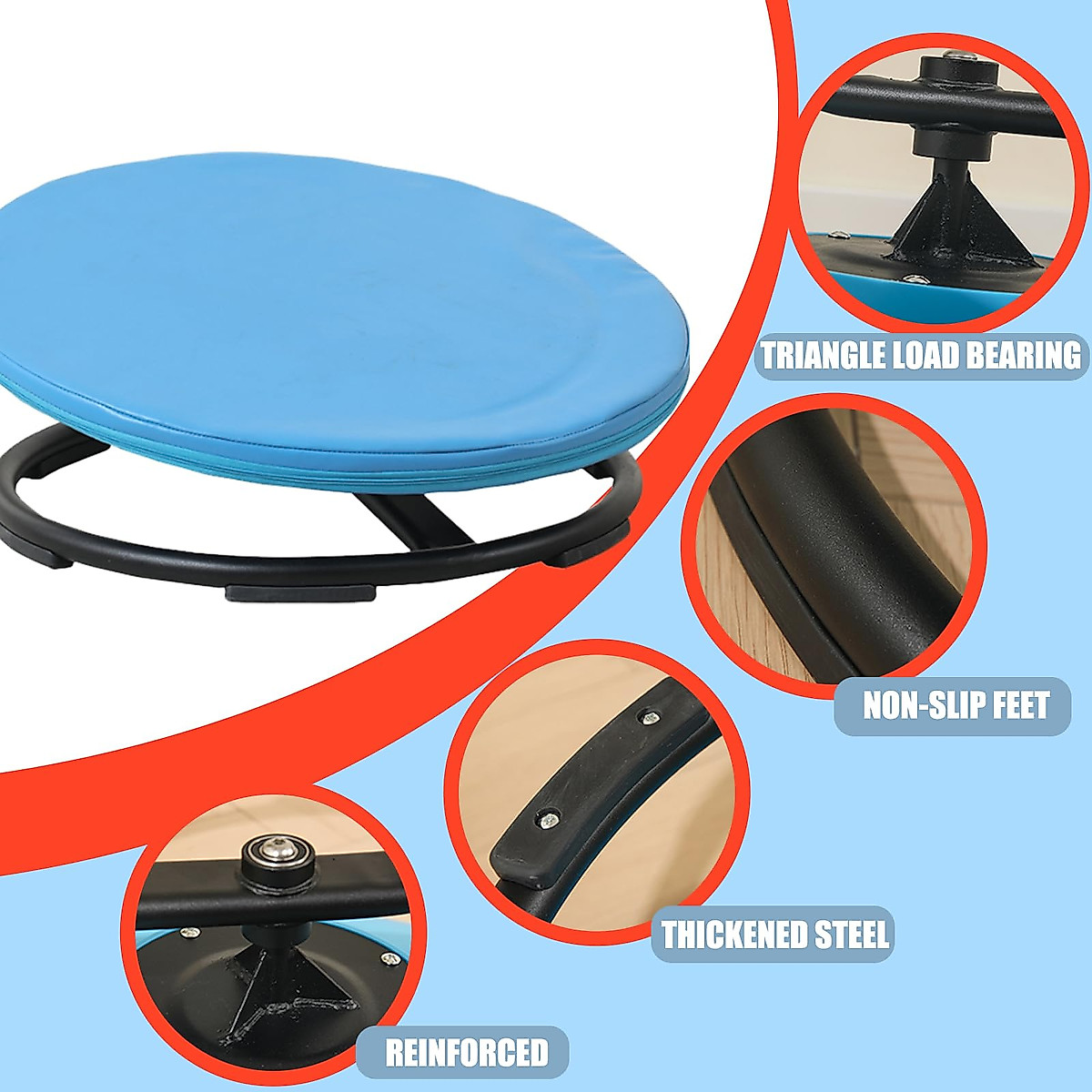 LZAHSH Spinning Chair for Kids Sensory,Handiwork Soft Seat Cushions Installation-Free Swivel Chair for Kids Body Sensory Training Autism Kids Swivel Chair Sit and Spin,Comfortable to Sit