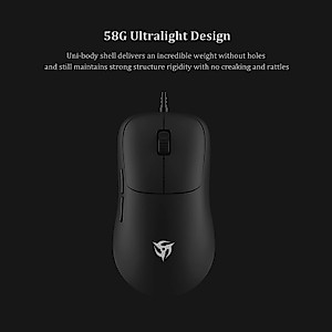 Ninjutso Katana Lightweight Gaming Mouse – 58G Ultralight Design with 16K DPI Optical Sensor, Assassin Paracord, Crispy Kailh GM8.0 Switch & 100% PTFE Feet
