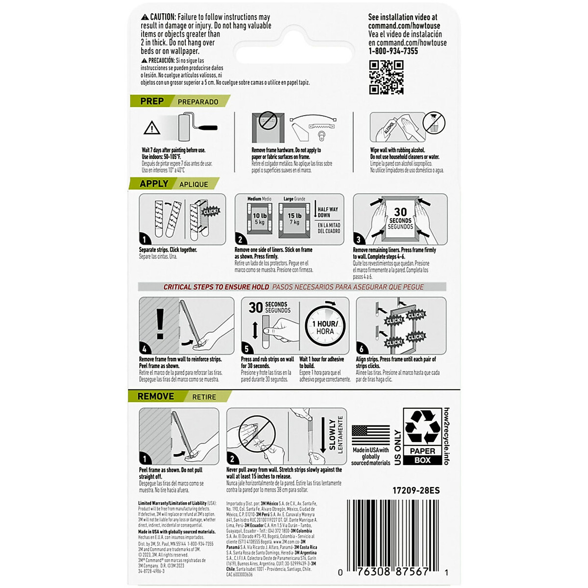 Command Medium and Large Picture Hanging Strips, Damage Free Hanging Picture Hangers, No Tools Wall Hanging Strips for Living Spaces, 12 Medium Pairs and 16 Large Pairs (Pack of 1)