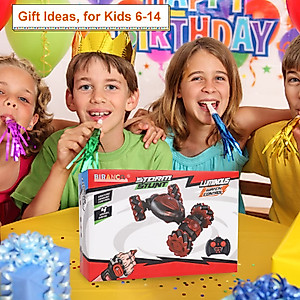 BIRANCO. RC Stunt Car Gesture Sensing - Christmas Red, 2.4GHz 4WD Hand Controlled Double Sided Remote Control Car with Music & Lights, Kids Toy, Gift Ideas for Boys Age 5-12 Years Old