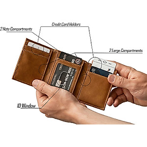 Rico Industries Skull Laser Engraved Trifold Wallet, Brown