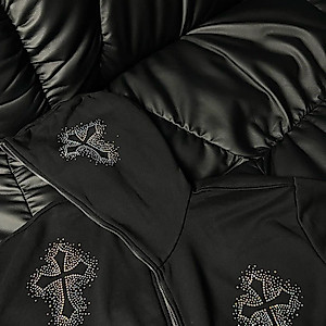 CosTribe Women's Y2K Zip Up Hoodies Novelty Aesthetic Retro Rhinestone Graphic Pullover Casual Sweatshirt