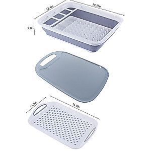 YUNTENG Collapsible Dish Drying Rack and Drainboard Set Portable Camp Dish Drainer Dinnerware Organizer Dish Rack Foldable Dying Dish Storage Rack for Kitchen Counter RV Camping Accessories