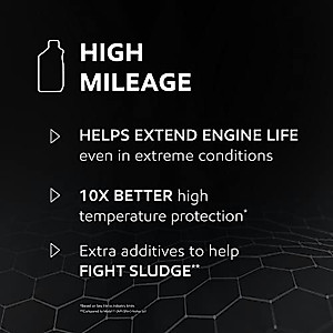 Mobil 1 High Mileage Full Synthetic Motor Oil 5W-30, 6-pack of 1 quarts