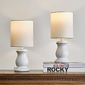 OYEARS 12.25" Small Table Lamps Set of 2 for Bedroom Living Room Simple Retro Wood Grain Farmhouse Bedside Lamps Suitable for Nightstand Children's Room or University Dormitory