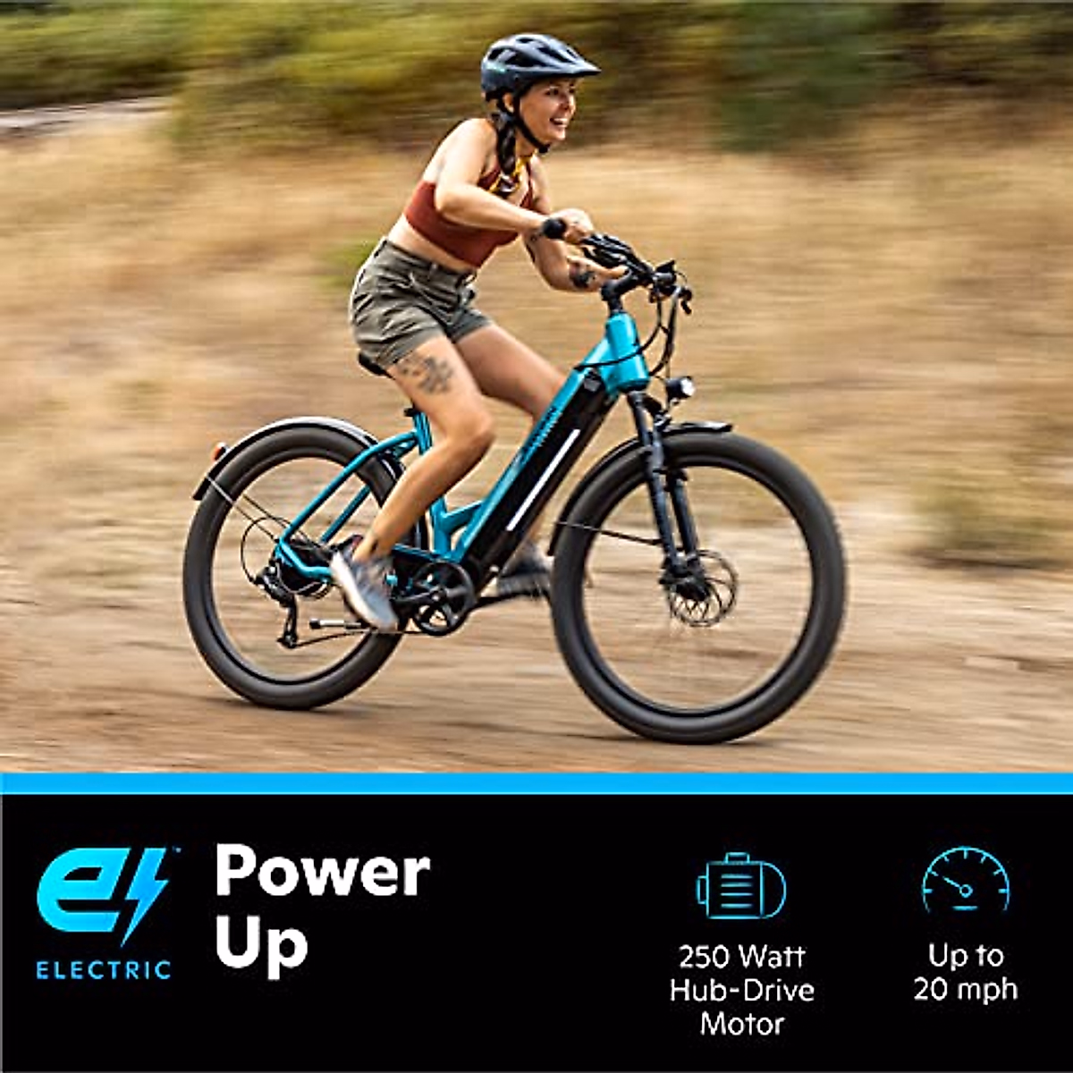 Schwinn Coston CE Hybrid Electric Bike for Adults, 20MPH eBike, Up to 35 miles on a Single Charge, 27.5-Inch Wheels, 7-Speed, Large/X-Large Step-Thru Frame, Gloss Teal
