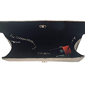 Vintage Wood Pattern Clutch with Bow, Taupe