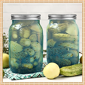 Tessco 12 Pcs 16 oz Colored Mason Jars with Lids Glass Pint Canning Containers Regular Mouth Kitchen Canisters for Food Storage, Christmas DIY Crafts, NOT Allowed Dishwasher (Teal)