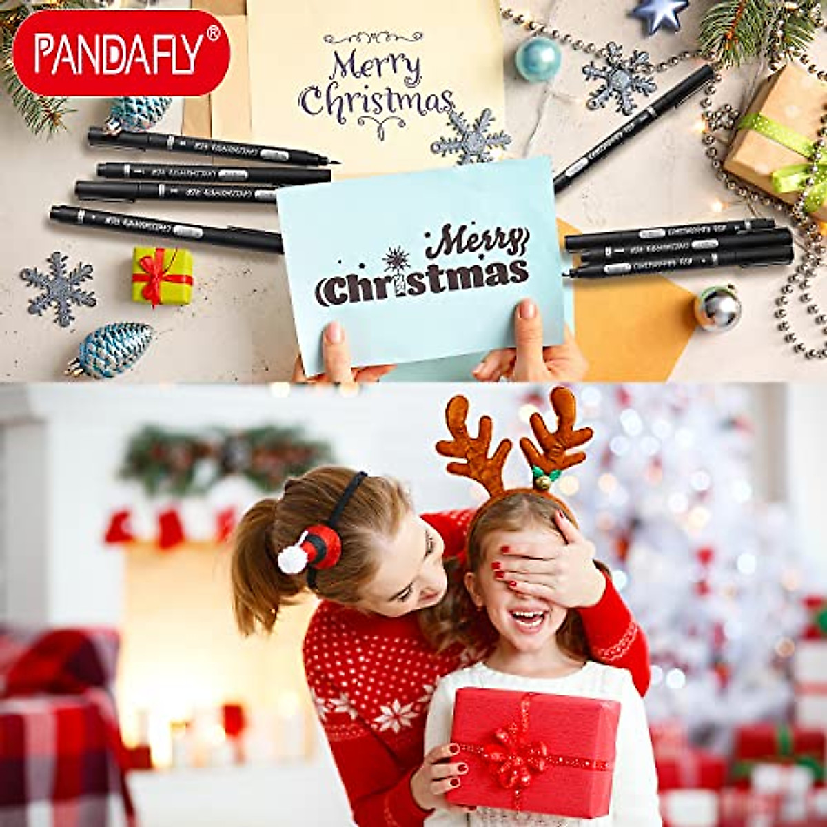 PANDAFLY Calligraphy Pens, 10 Size Calligraphy Pens for Writing, Brush Pens Calligraphy Set for Beginners, Hand Lettering Pens, Brush Markers Set, Black Ink Drawing Pens