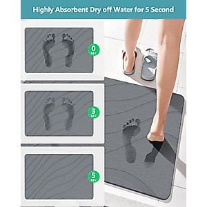 LOFTER Stone Bath Mat, Diatomite Stone Bath Mat Nonslip Super Absorbent Quick Drying Stone Mat for Kitchen Counter, Natural Non-Slip Bathroom Mats Stone Shower Mat Easy to Clean (23.5 x 15 inch)