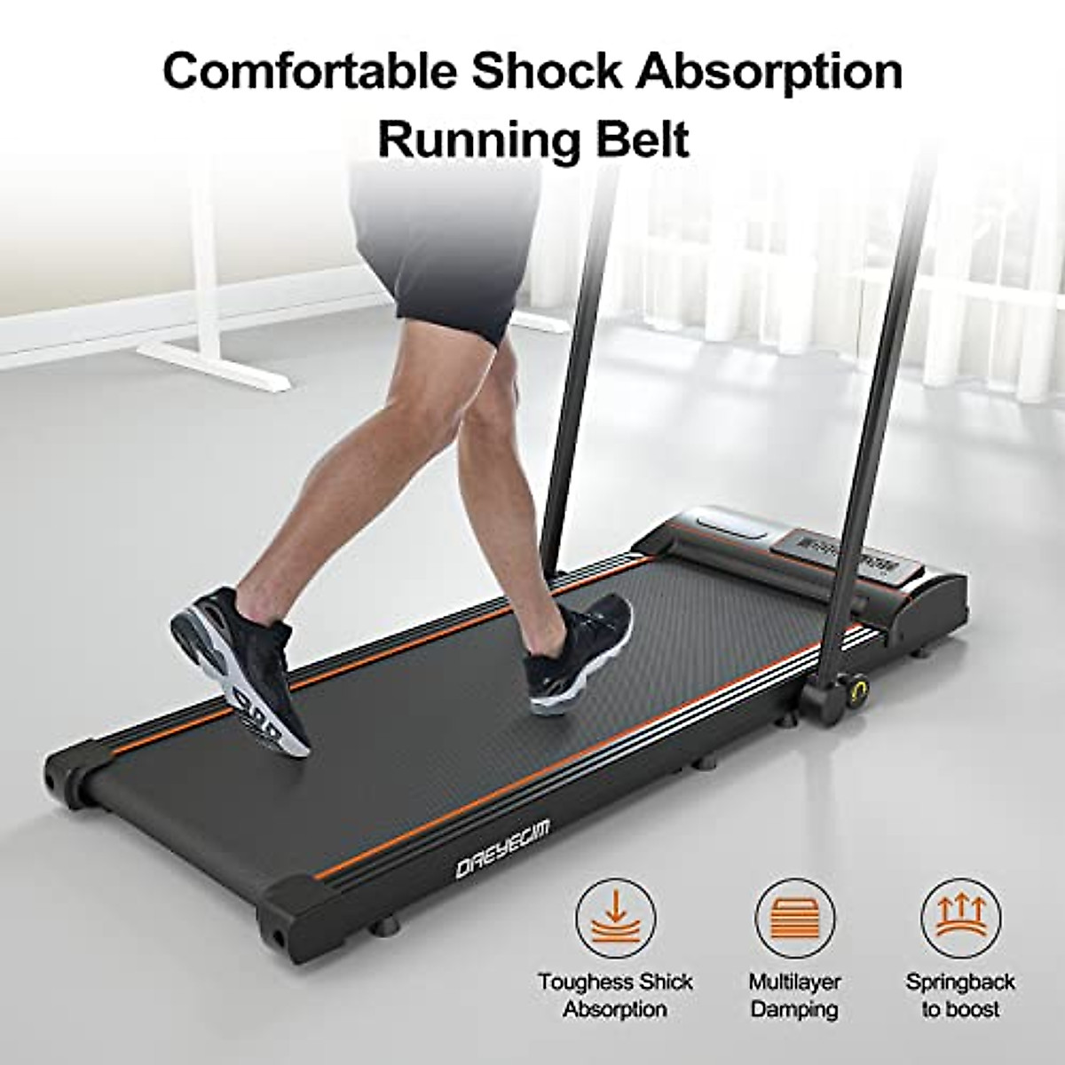 DAEYEGIM Treadmill-Walking Pad-Under Desk Treadmill-2 in 1 Folding Treadmill-Treadmills for Home-Black Orange